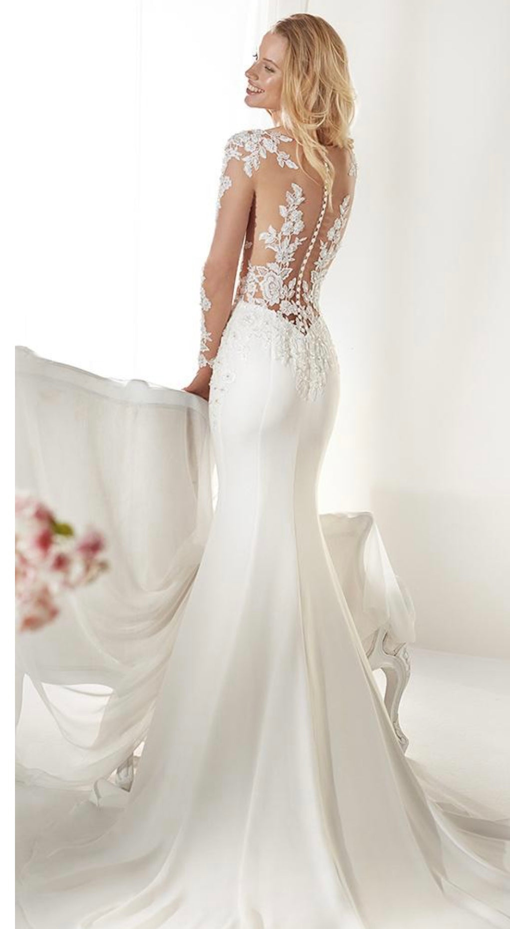 Comet Nicole Spose Ivory Long Sleeve Wedding Dress Size 14 New – Loft ...